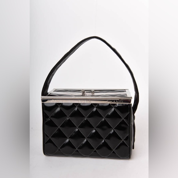 CHANEL | Bags | Chanel Black Patent Leather Box Bag | Poshmark